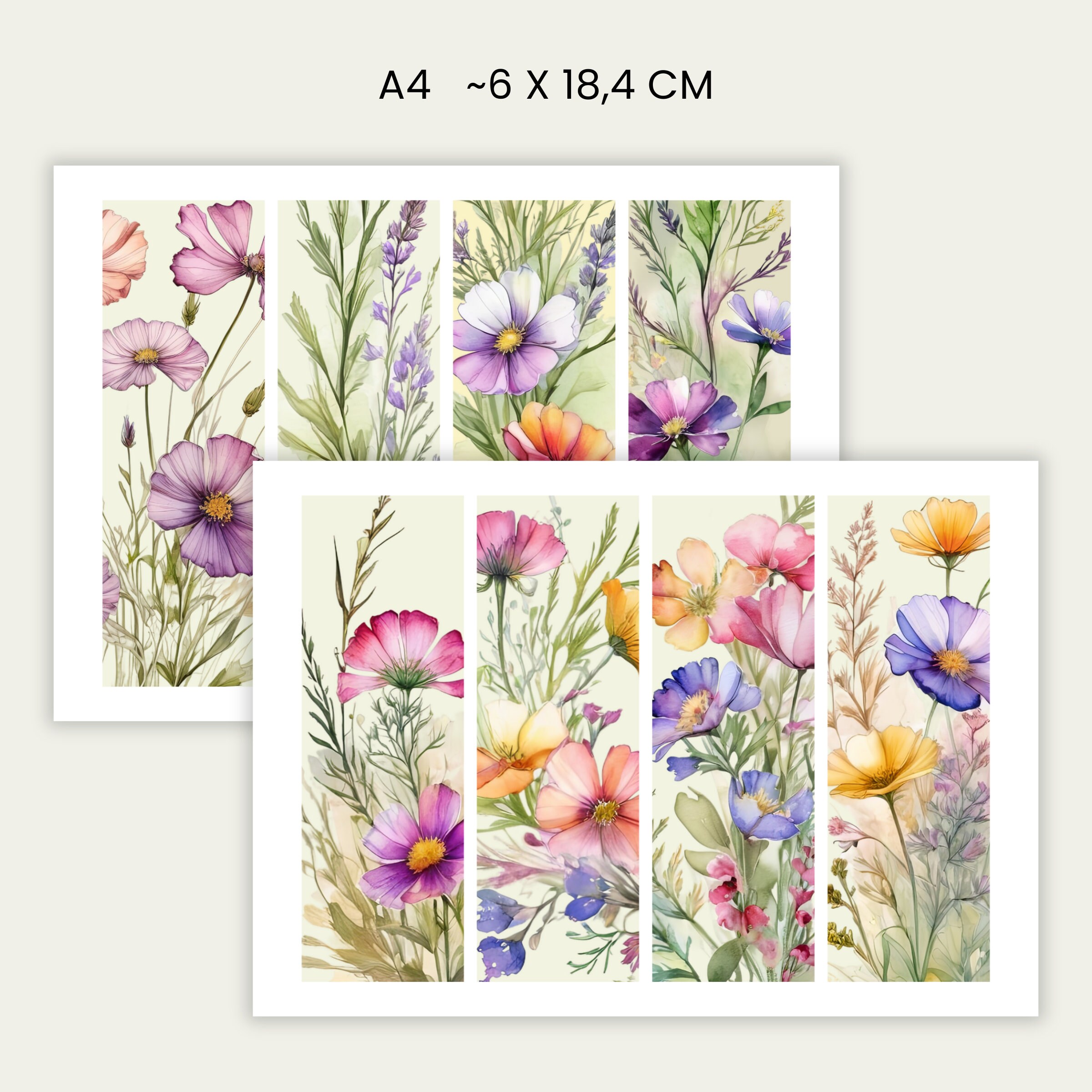 Wildflower Floral Bookmark Set, Printable Book Lover Gift, Instant ...