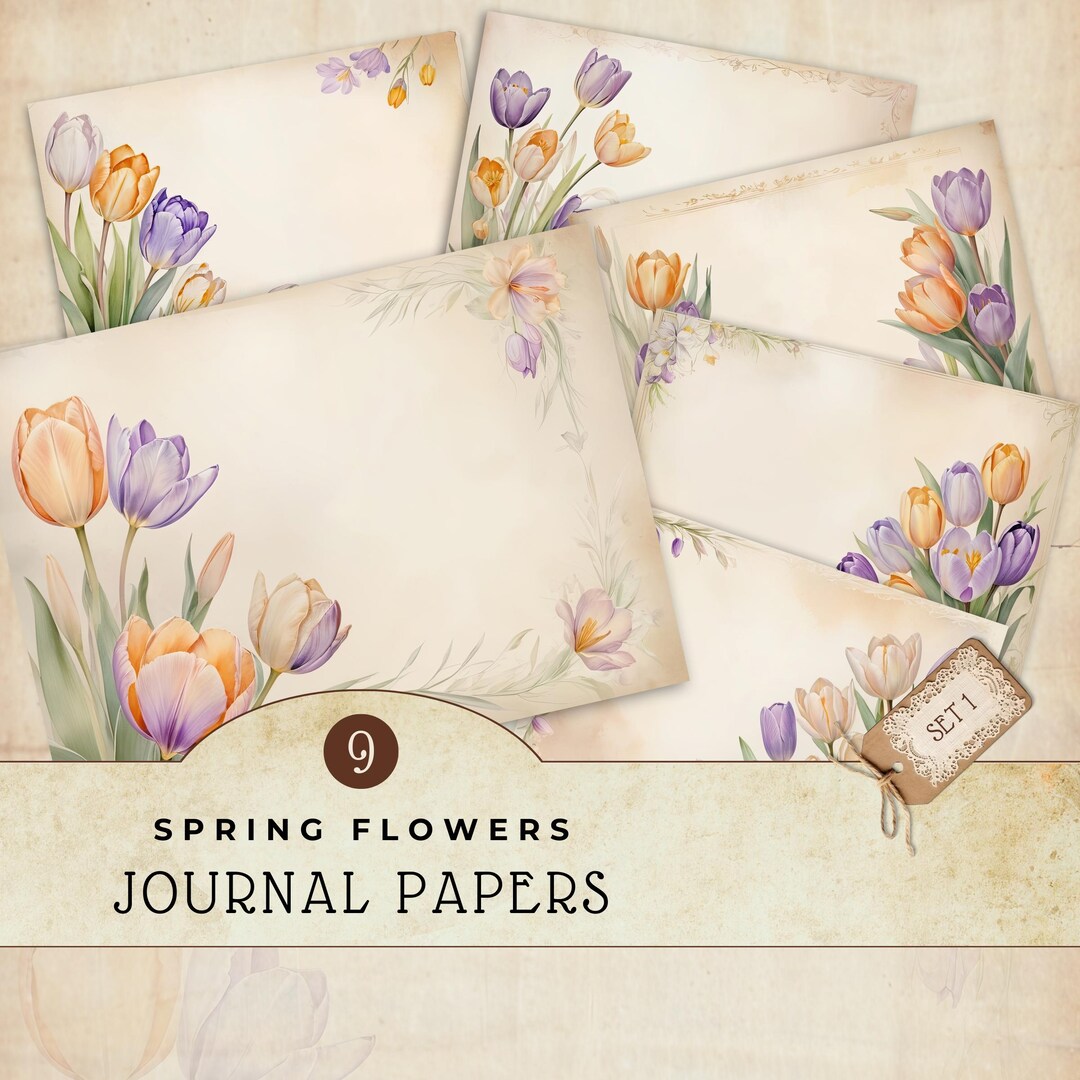 Spring Flower Digital Paper Pack, Scrapbooking Essentials, Junk ...