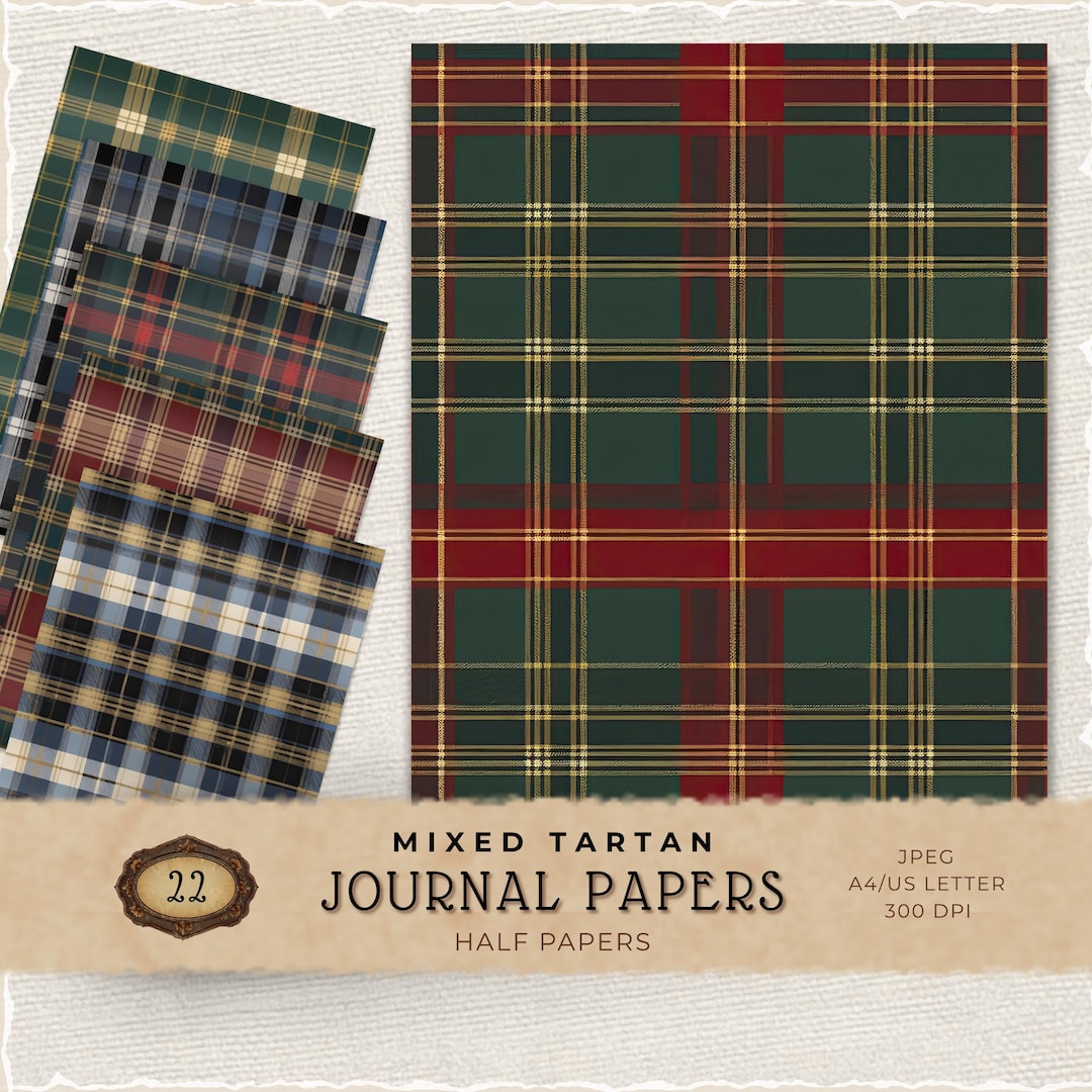 Tartan Plaid Digital Paper Set: Scrapbook & Junk Journal Backgrounds ...