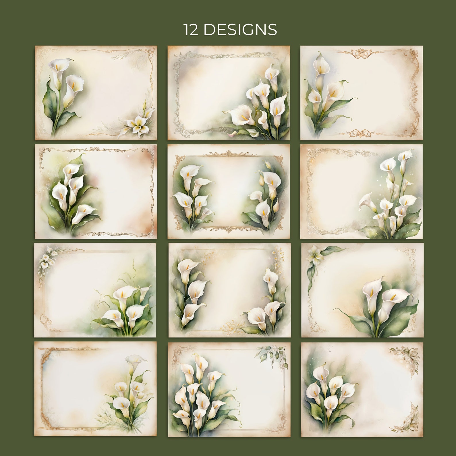 Calla Lily Flower Junk Journal Papers Set, Floral Digital Papers ...