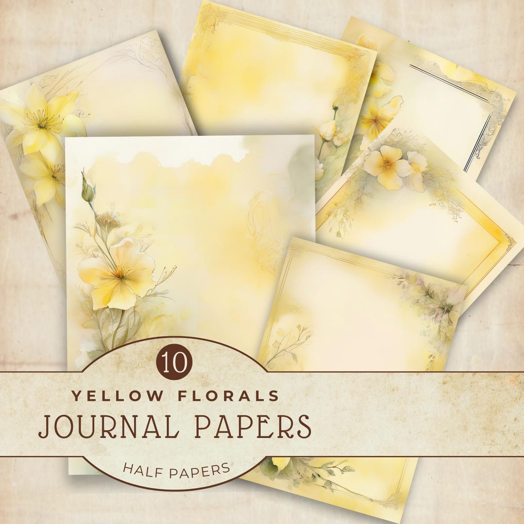 Yellow Decorative Papers for Junk Journal, Printable Scrapbook Pages ...