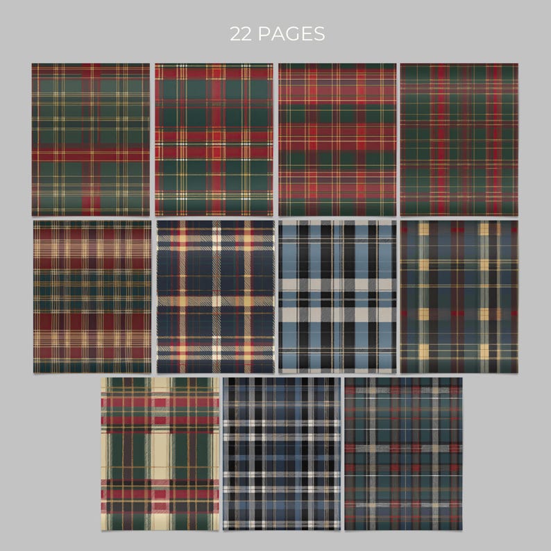 Tartan Plaid Digital Paper Set: Scrapbook & Junk Journal Backgrounds ...