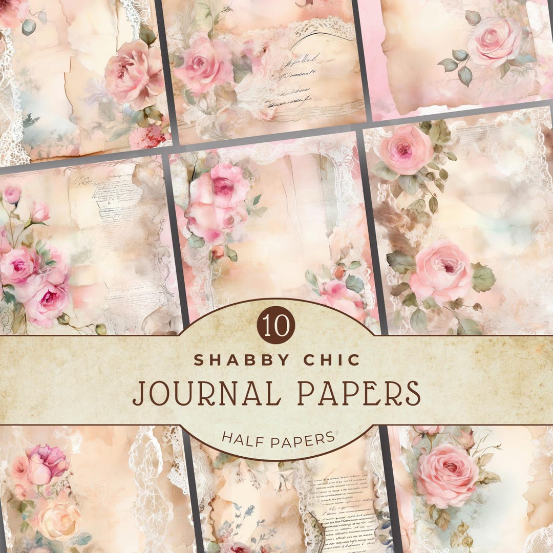 Shabby Chic Pink Digital Papers Set, Junk Journal Pages, Scrapbooking ...