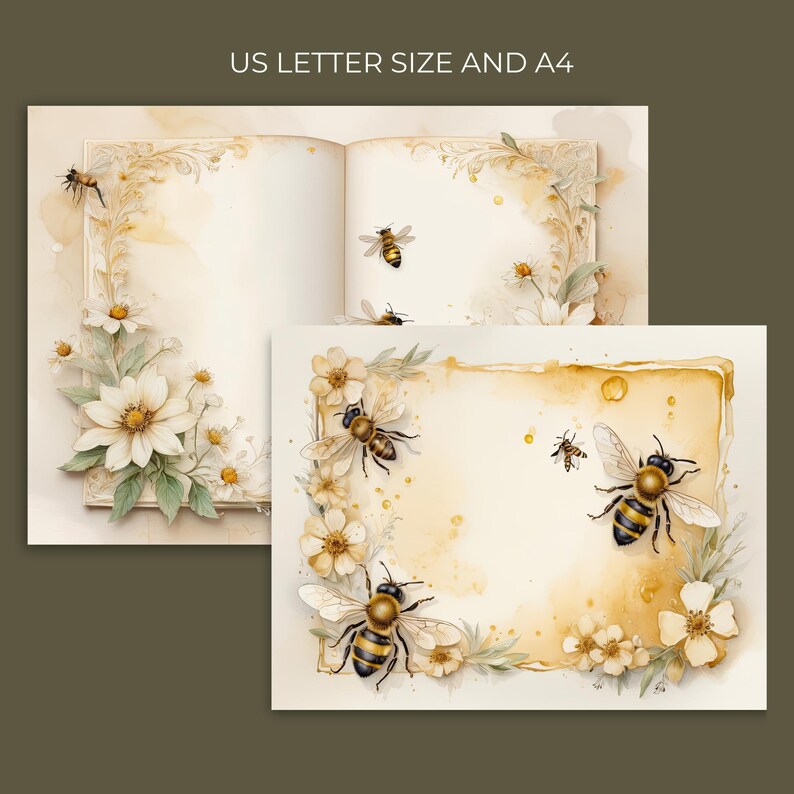 Honey Bee Digital Papers for Scrapbooking, Junk Journal Pages ...