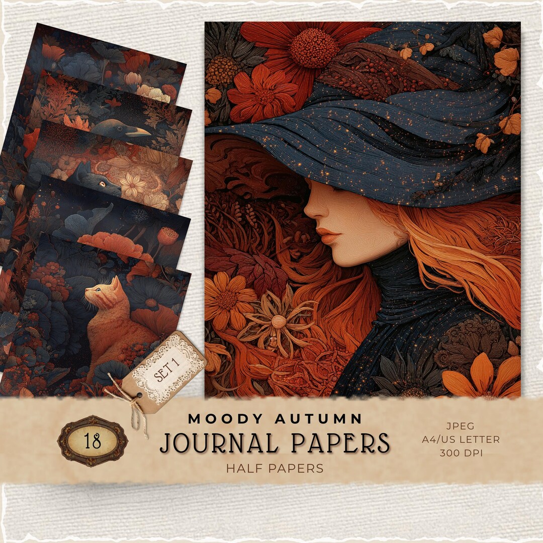 Seasonal Paper Crafting, Moody Autumn Digital Papers, Craft Supplies ...