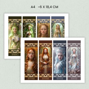 Four Seasons Bookmarks Printable Set, Ladies of the Seasons, Book Lover ...