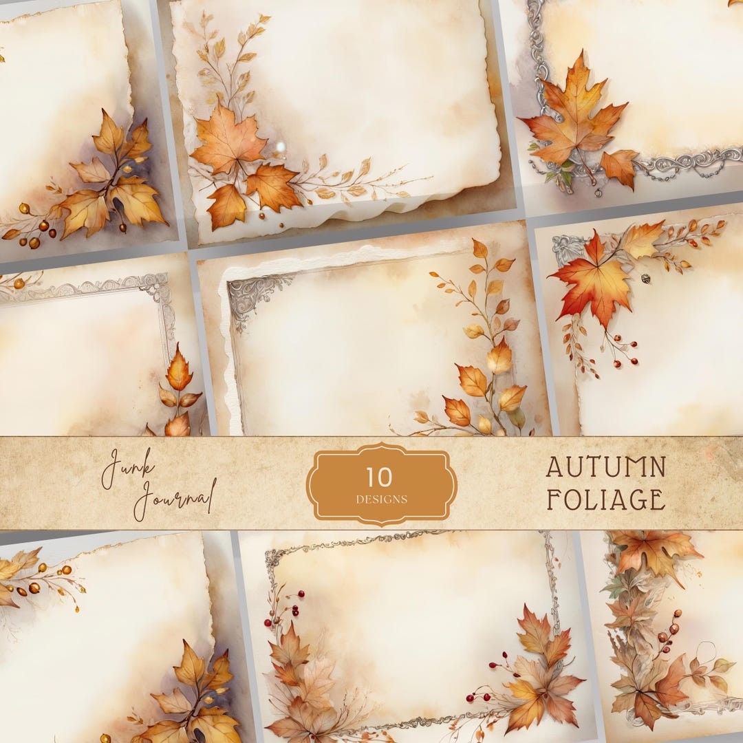 Autumn Junk Journal Pages Set, Printable Papers Pack, Fall Backgrounds ...