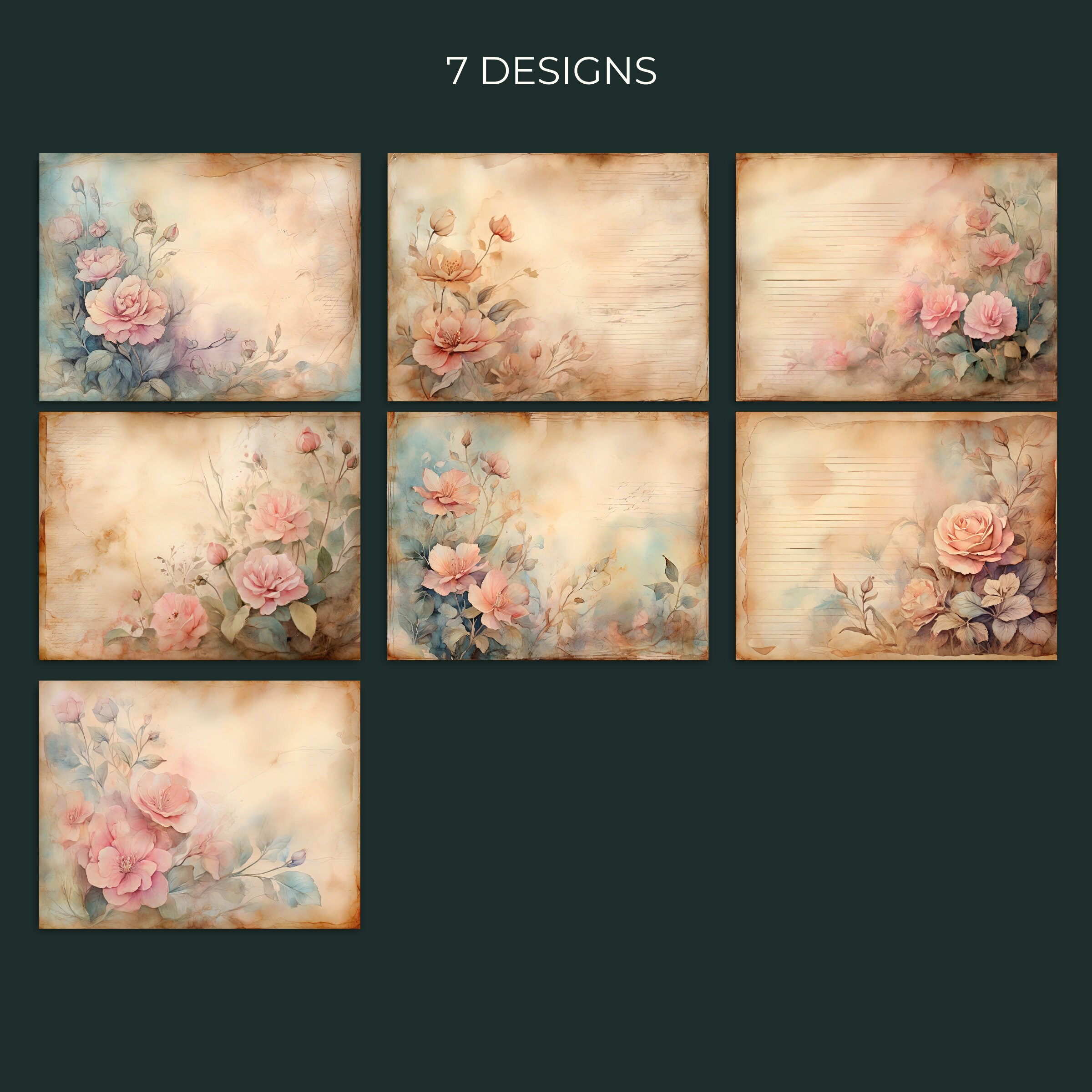 Soft Pink Floral Scrapbook Paper Pack, Nature Junk Journal Crafting ...