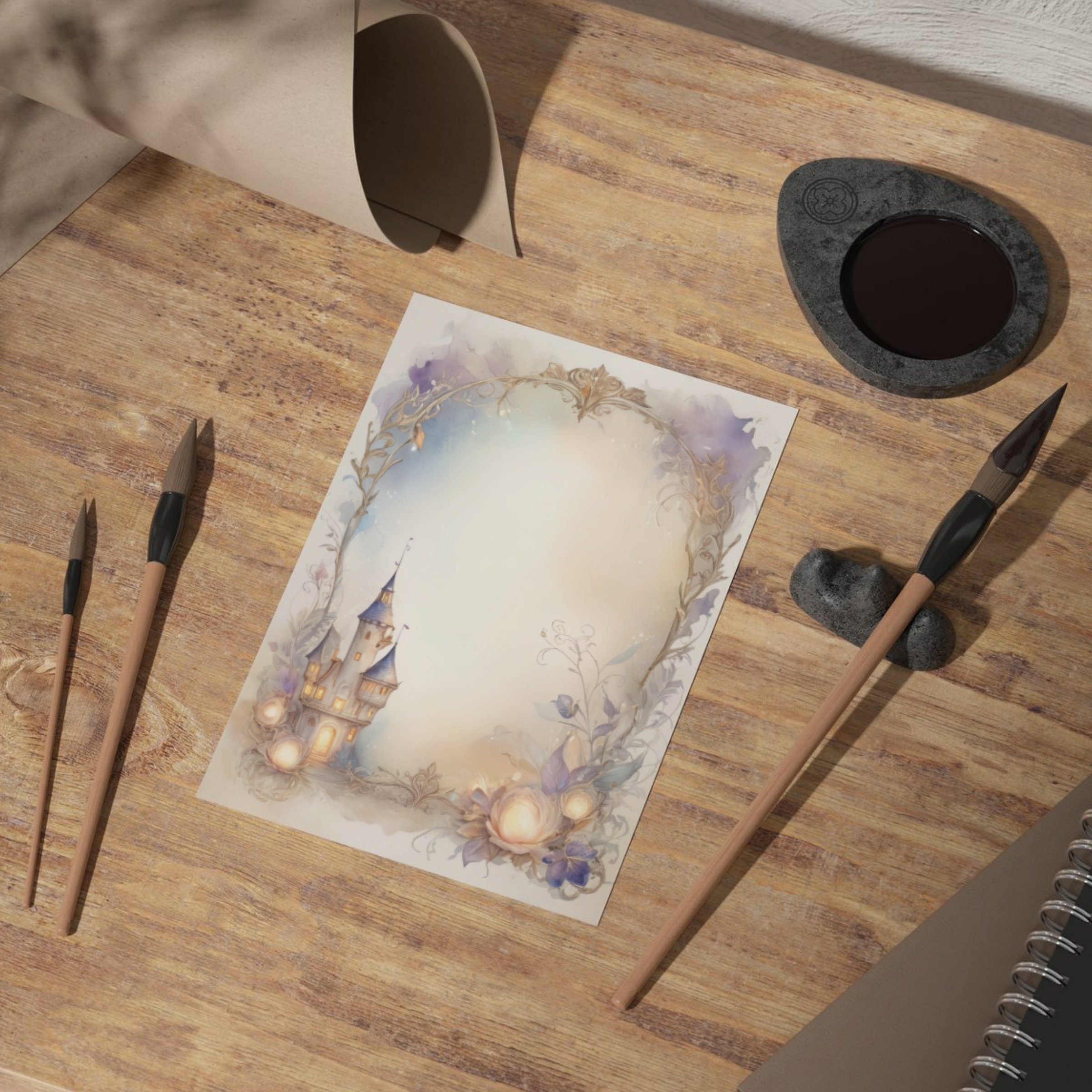 Fantasy Castle Digital Background, Enchanted Forest Decorative Pages ...