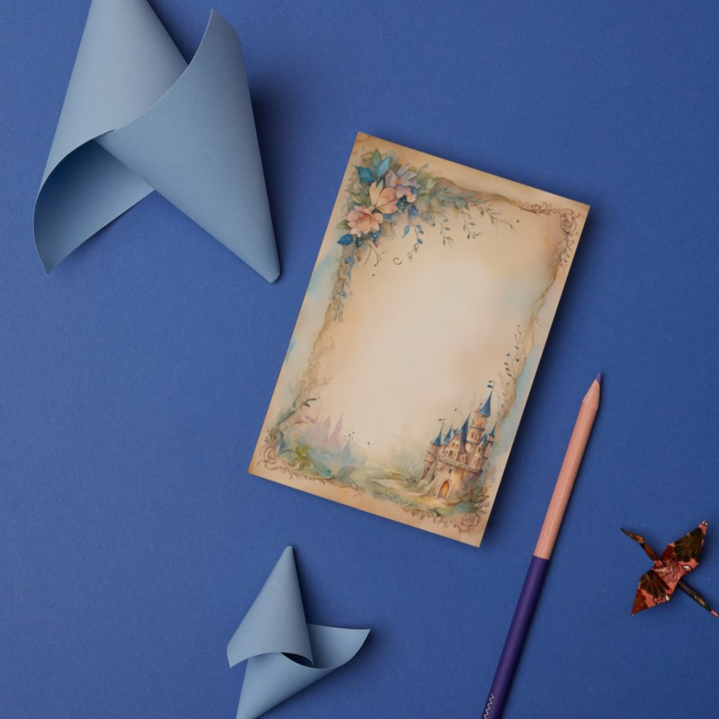 Fantasy Castle Digital Background, Enchanted Forest Decorative Pages ...