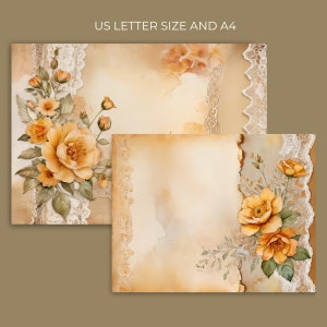 Amber Shabby Chic Digital Papers, Floral Junk Journal Pages, Instant ...