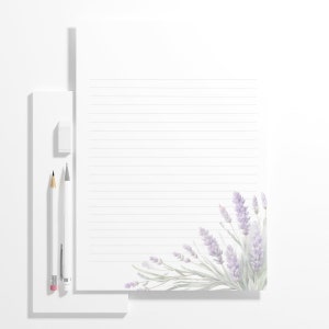 Printable Lavender Stationery Set, Mini Note Cards & Letter Writing ...