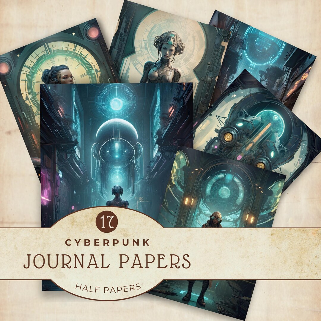 Cyberpunk Digital Papers Pack, Printable Junk Journal Pages, Scrapbook ...