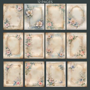 Vintage Flower Digital Scrapbooking Papers, Decorative Floral ...