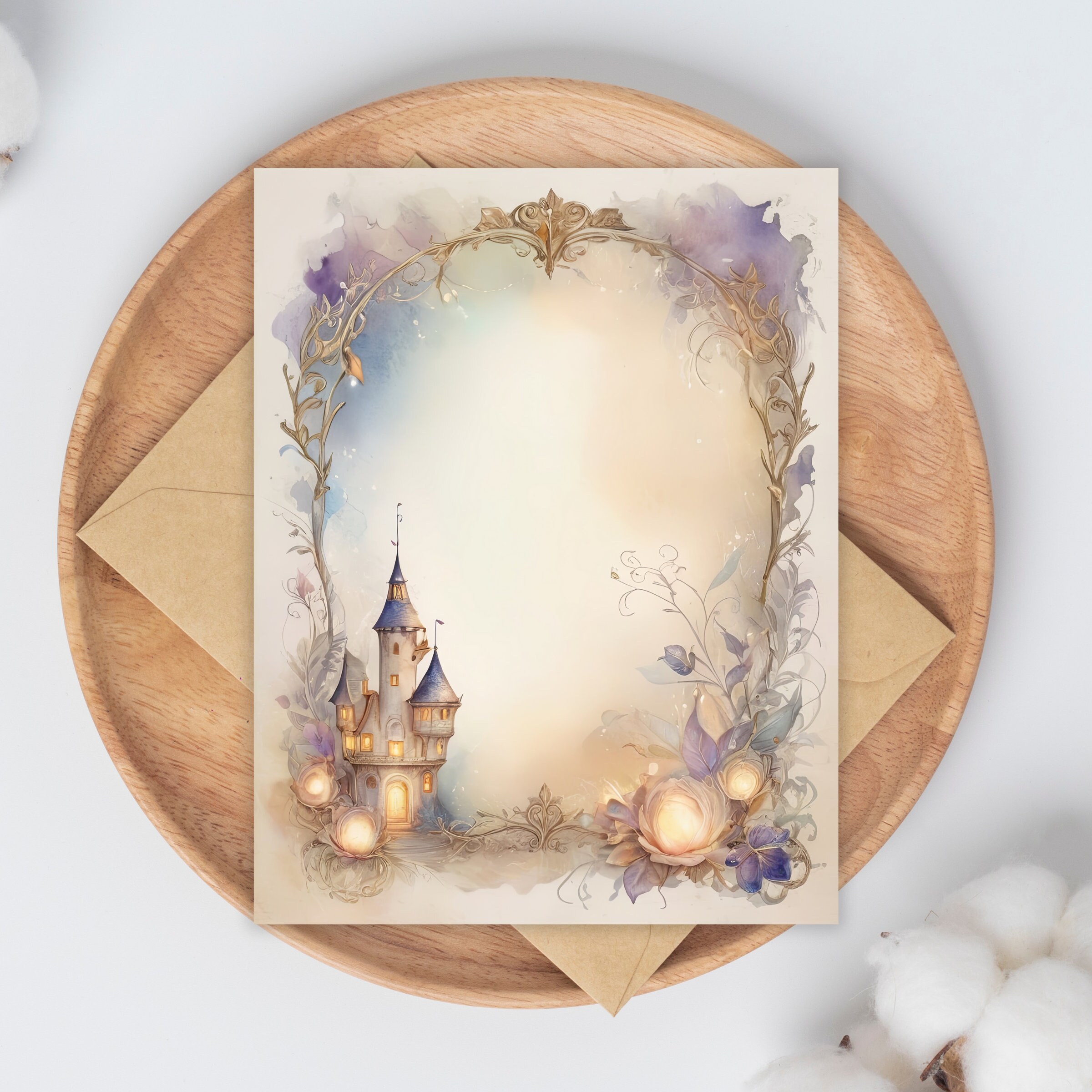 Fantasy Castle Digital Background, Enchanted Forest Decorative Pages ...