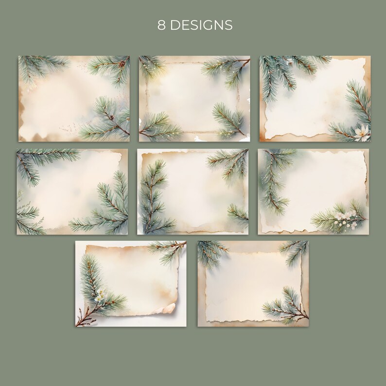 Pine Twigs Digital Papers for Scrapbooking, Junk Journaling, and Card ...