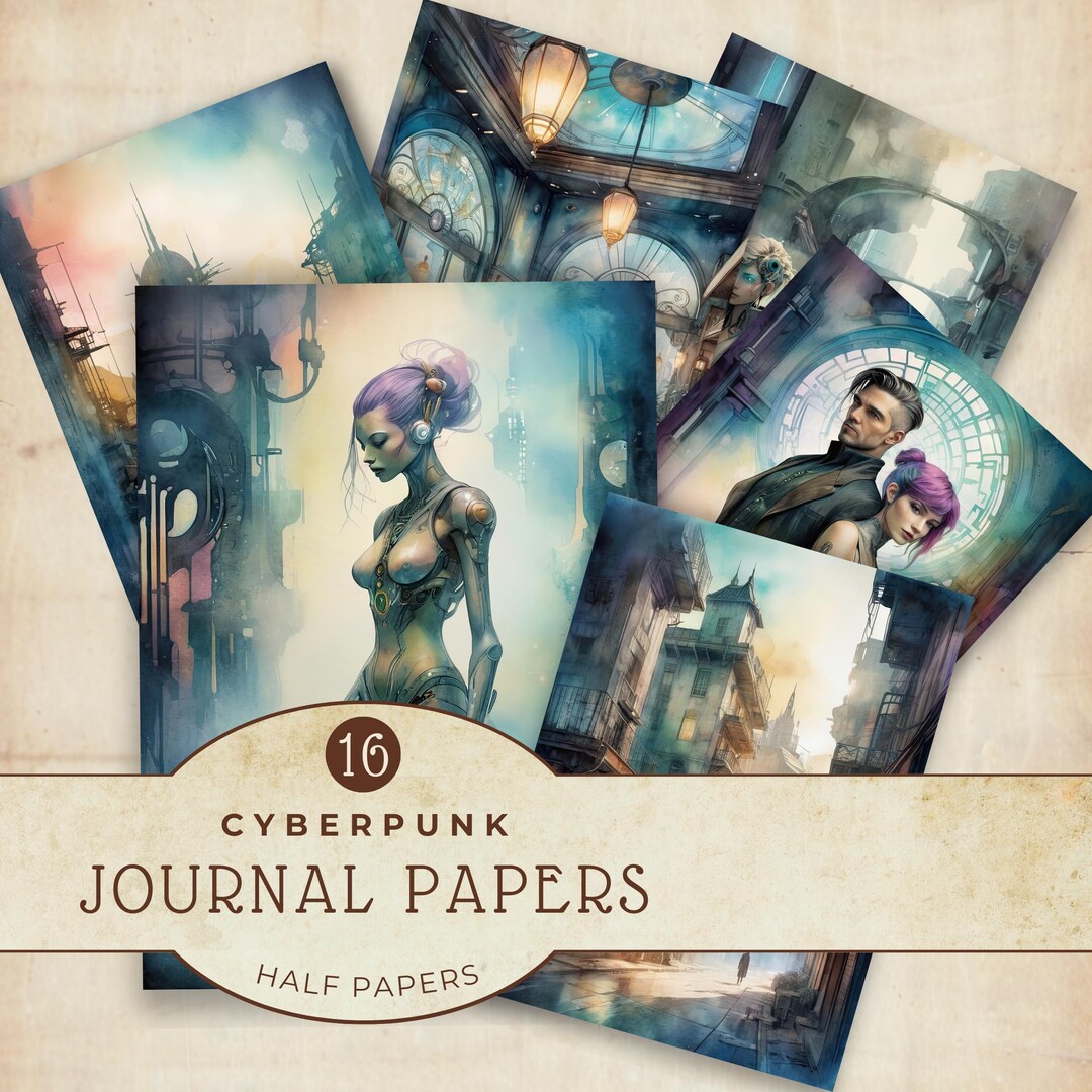 Cyberpunk Digital Papers Set, Instant Download Junk Journal Pages ...