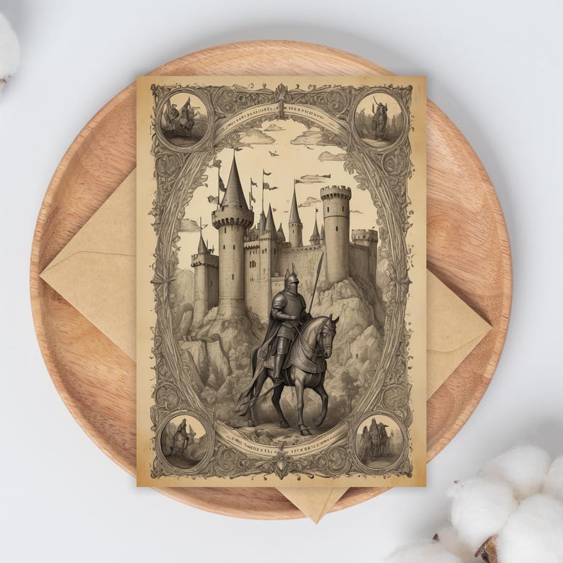 Medieval Digital Papers, Instant Download JPG, Knight and Castle ...