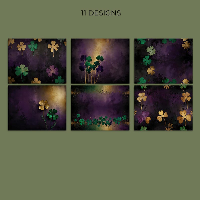 Moody Shamrock Digital Paper Set, St. Patty's Day Papers, Printable ...