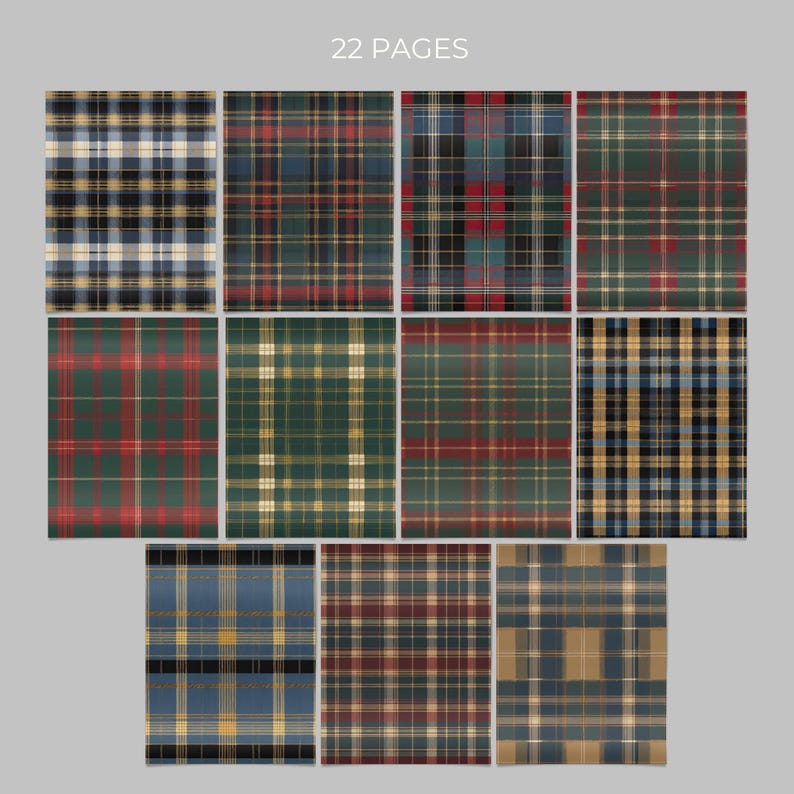 Tartan Plaid Digital Paper Set: Scrapbook & Junk Journal Backgrounds ...