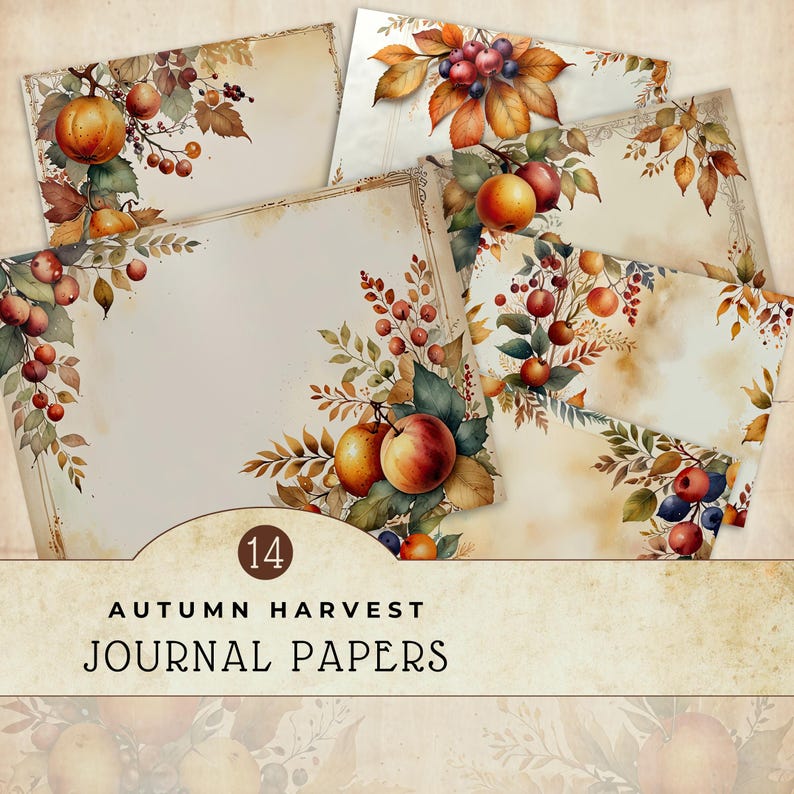 Harvest Festival Digital Papers, Autumn Scrapbook Supply, Fall Season ...