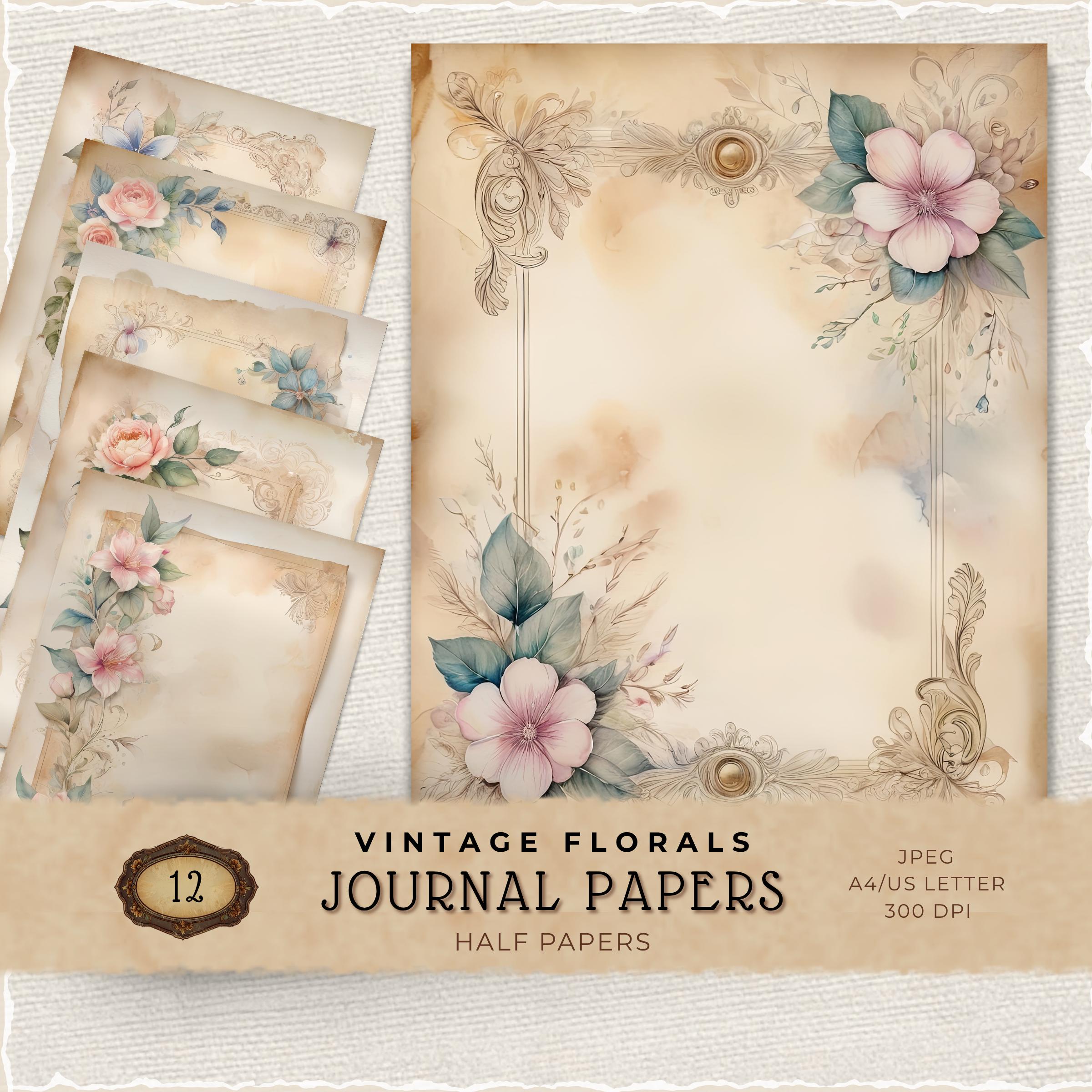 Vintage Flower Digital Scrapbooking Papers, Decorative Floral ...