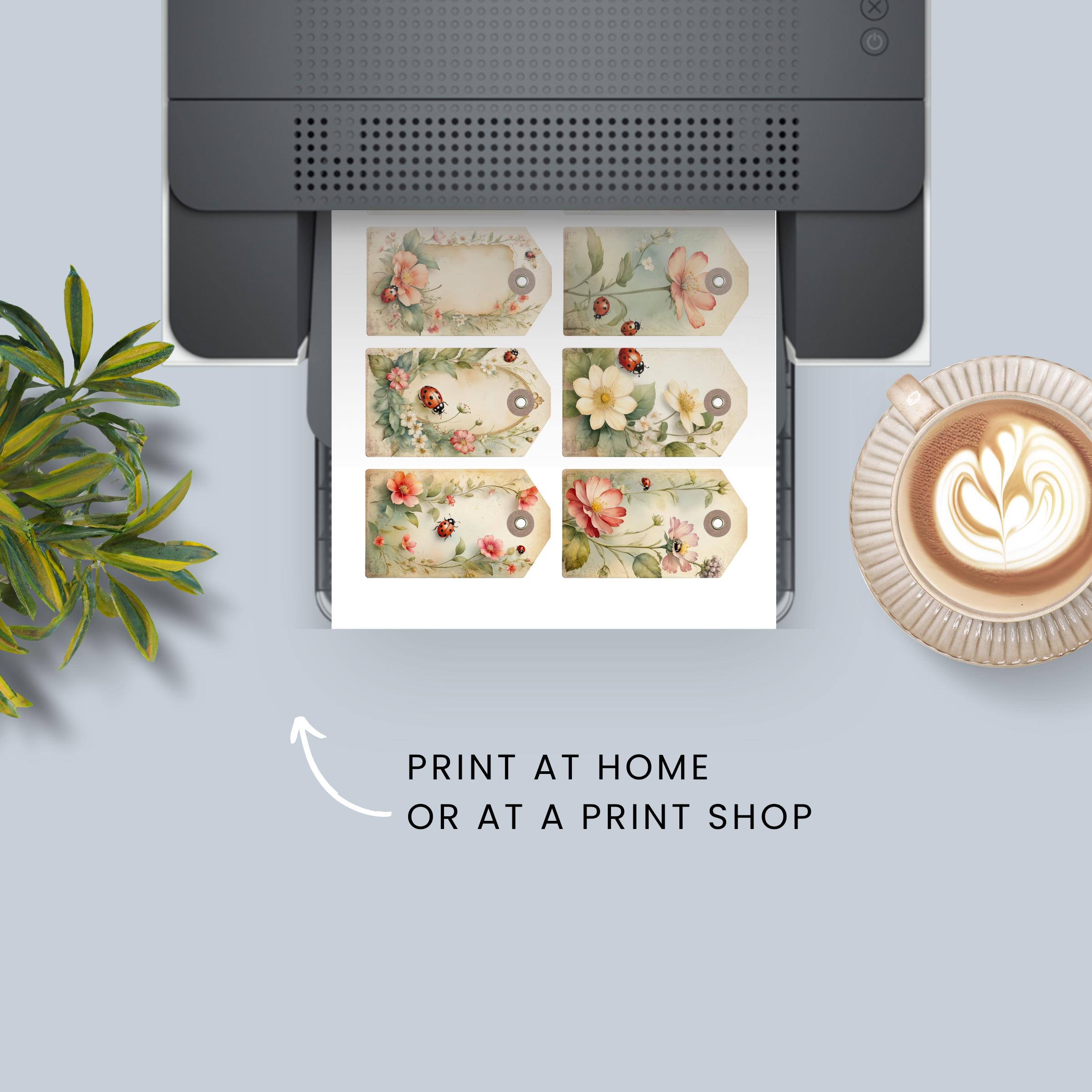 Printable Lady Bug Tags, Instant Download Insect Graphics, Scrapbooking ...
