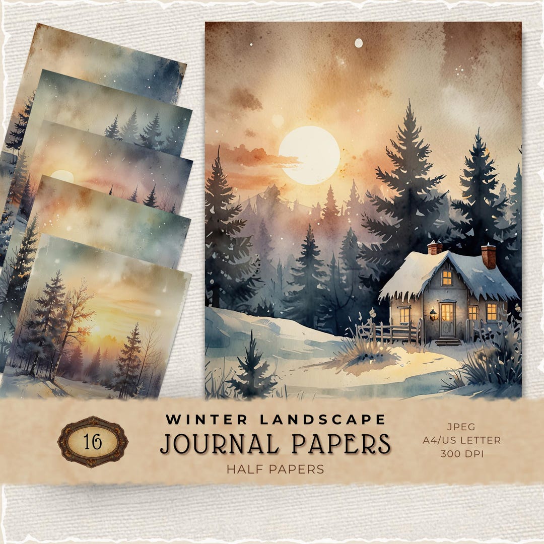 Golden Winter Wonderland Digital Paper Pack: Christmas Scrapbook (PDF ...