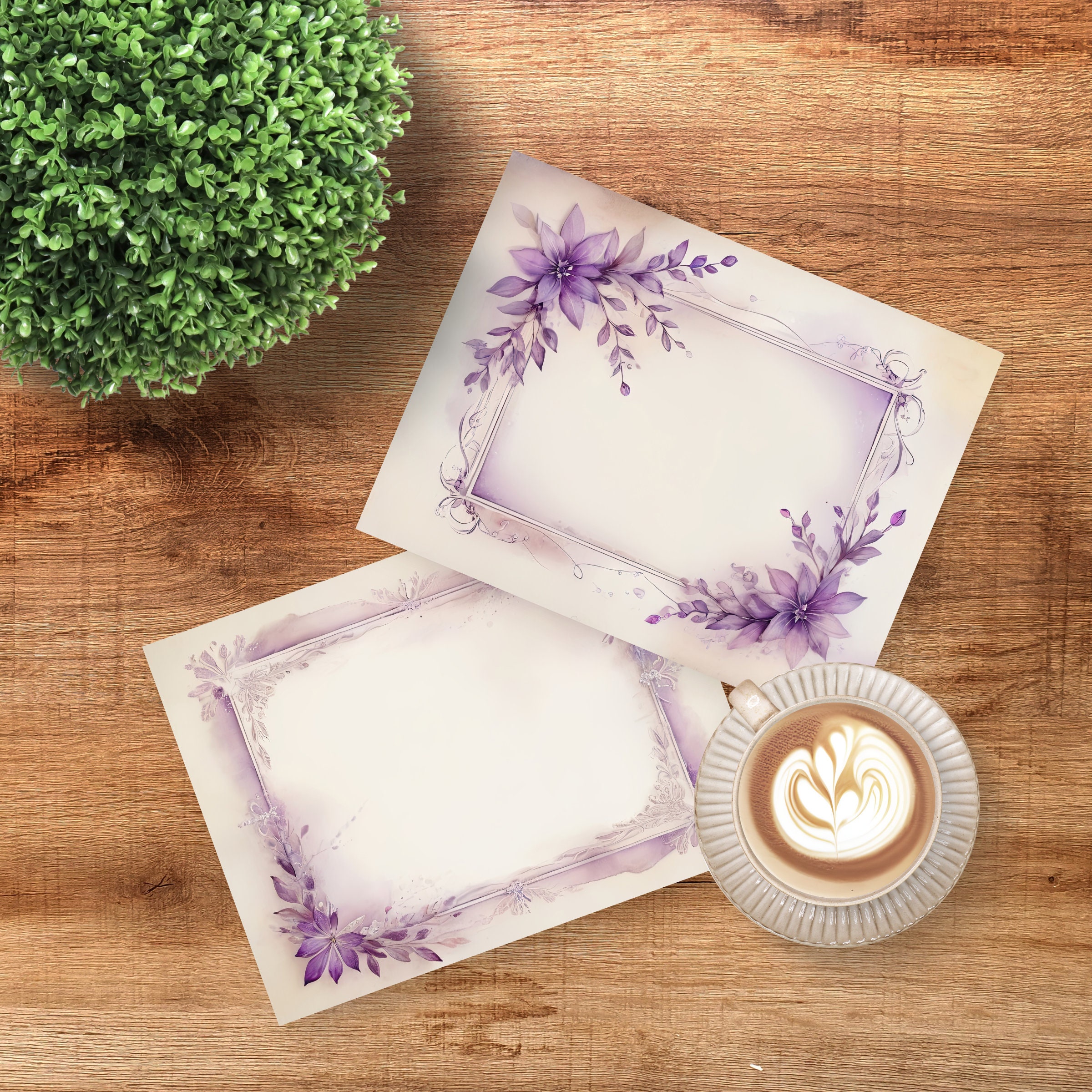 Purple Digital Background Paper Pack, Junk Journal Ephemera, Printable ...