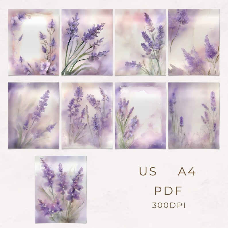 Dreamy Lavender Digital Scrapbook Papers, Aurora Opal Printable Paper ...
