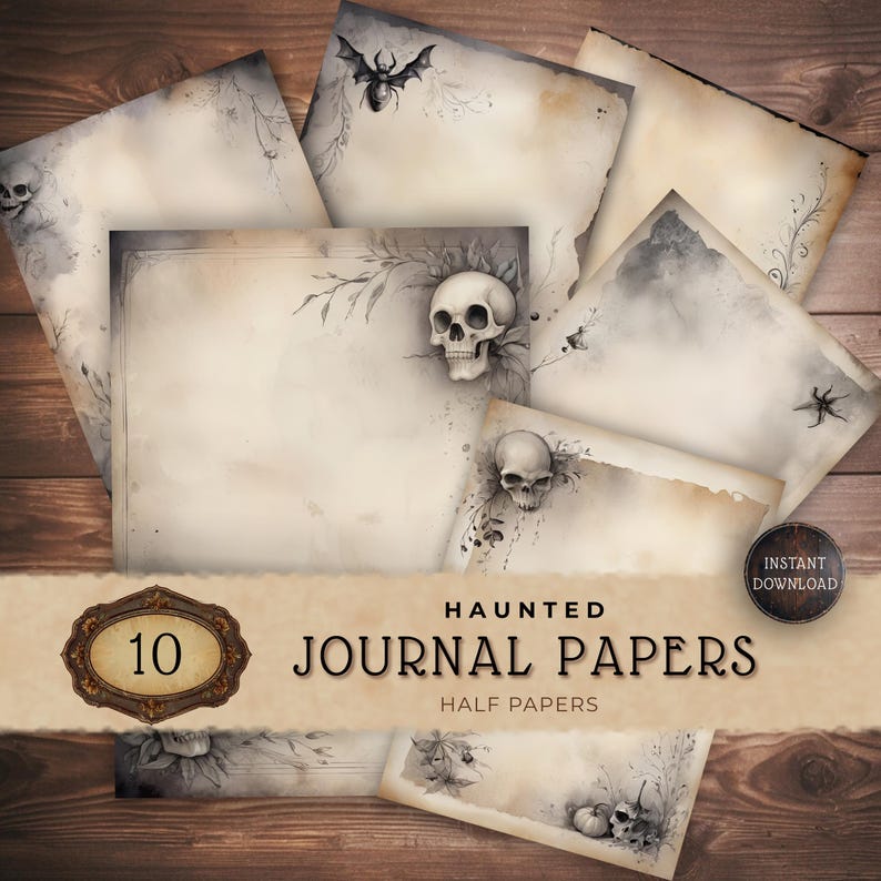 Spooky Halloween Digital Papers Set, Black White Designs, Scrapbooking ...