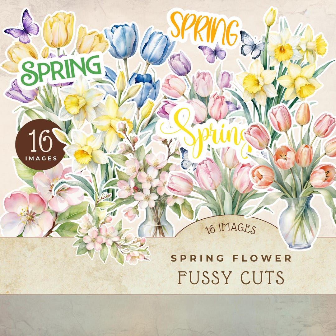 Spring Flowers Fussy Cuts, Junk Journal Ephemera, Instant Download ...