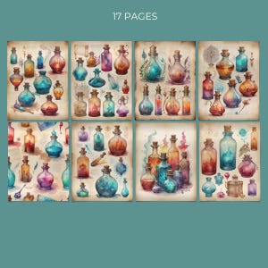 Magical Potions Digital Paper Set: Pastel Scrapbook Paper (PDF Download ...