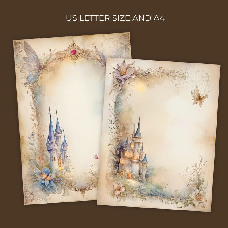 Fantasy Castle Digital Background, Enchanted Forest Decorative Pages ...
