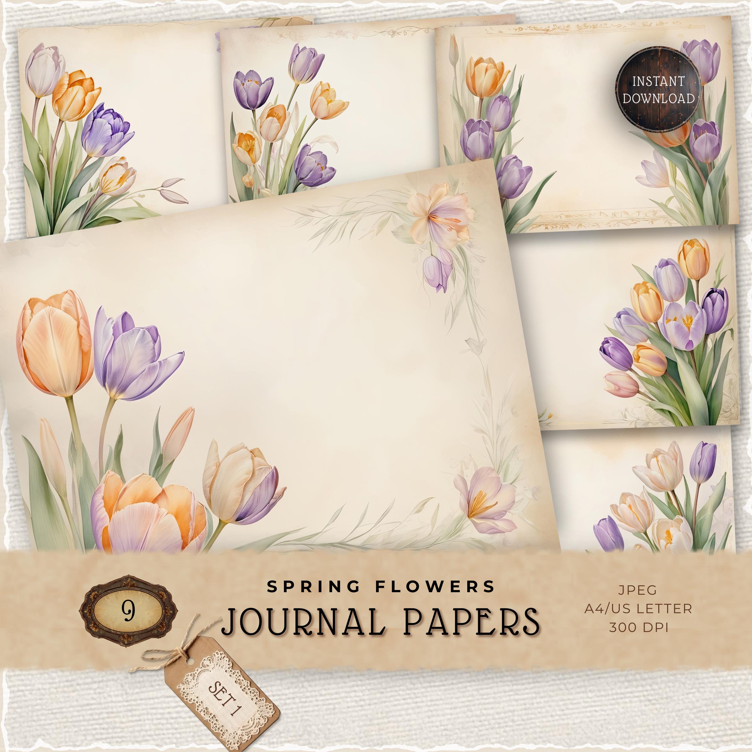 Spring Flower Digital Paper Pack, Scrapbooking Essentials, Junk ...