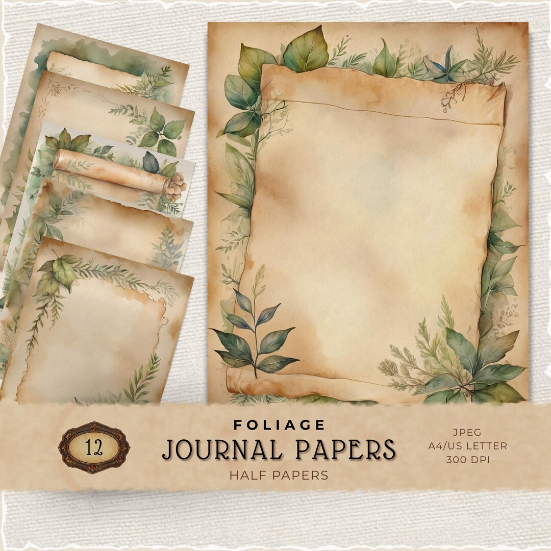 Green Foliage Printable Paper Pack, Decorative Scrapbooking Paper ...