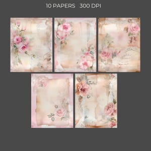 Shabby Chic Pink Digital Papers Set, Junk Journal Pages, Scrapbooking ...