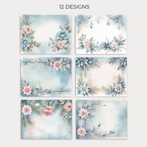 Romantic Winter Floral Digital Papers Set, Instant Download Junk ...