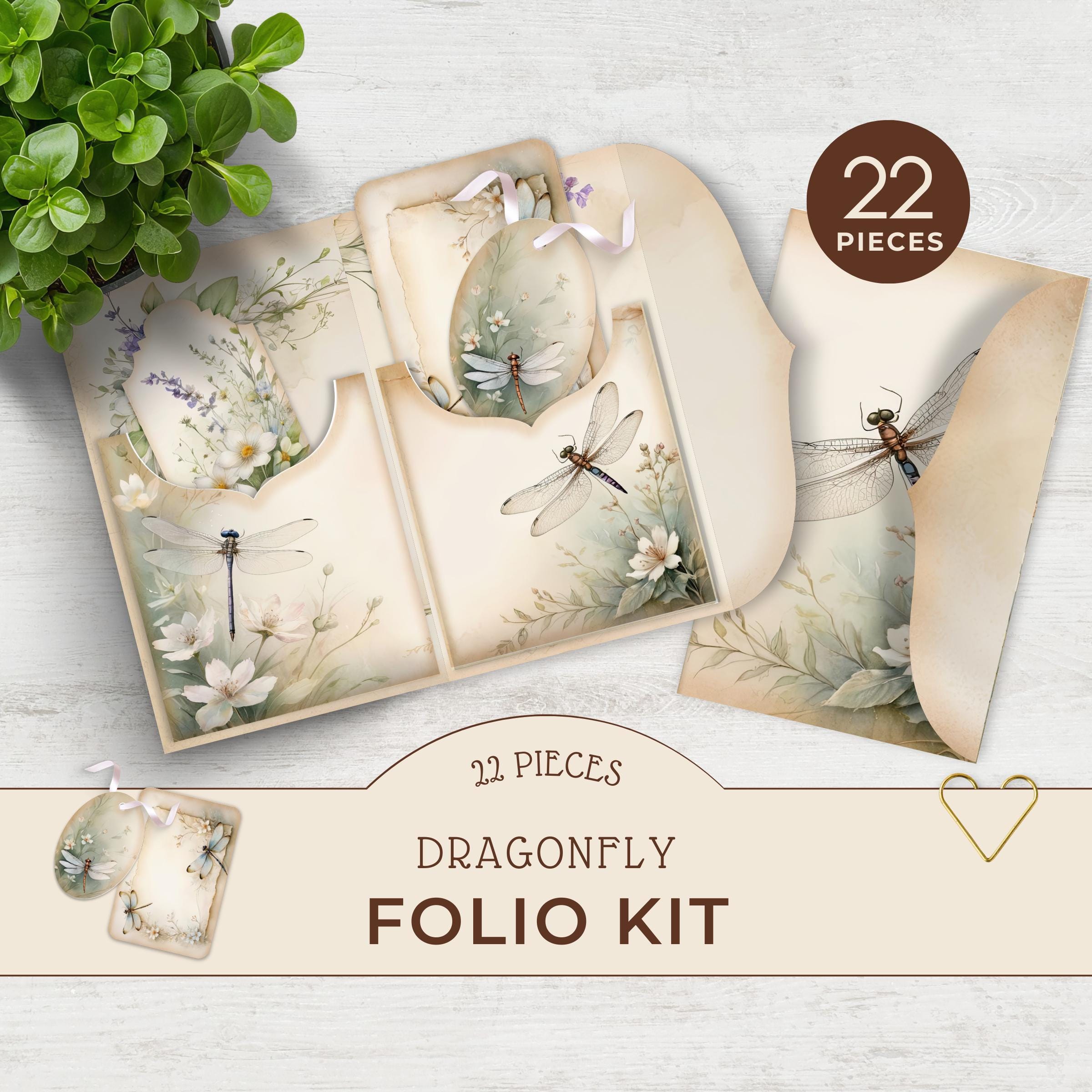 Dragonfly Junk Journal Folio Kit, Printable DIY Digital Download, Mix ...