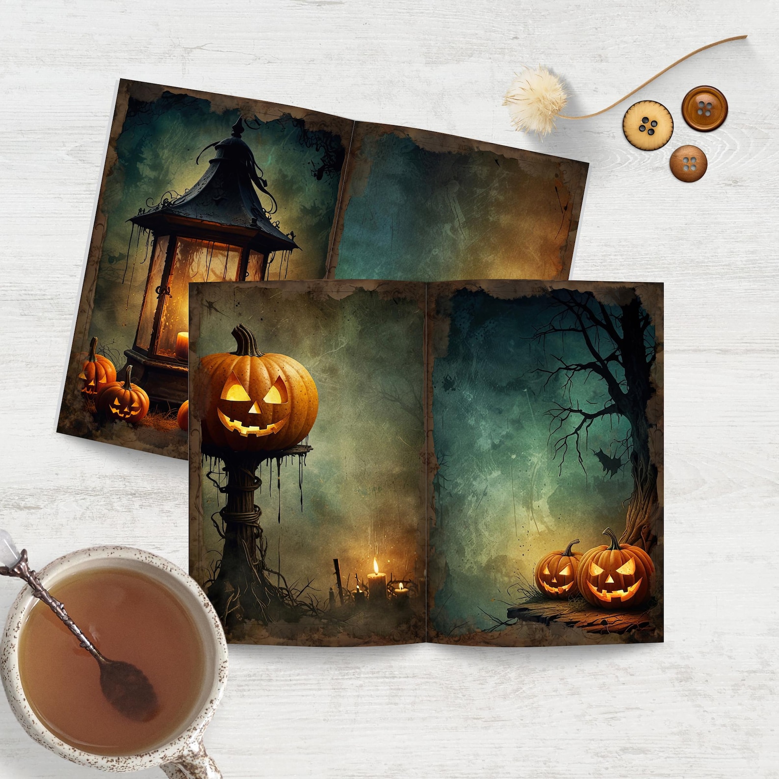 Moody Halloween Junk Journal Page, Spooky Season Paper Crafting ...