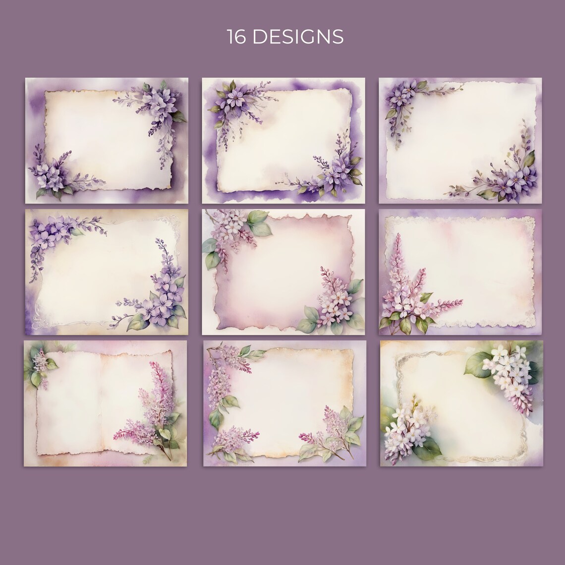 Lilacs Flower Digital Paper Set, Floral Scrapbook Backgrounds ...