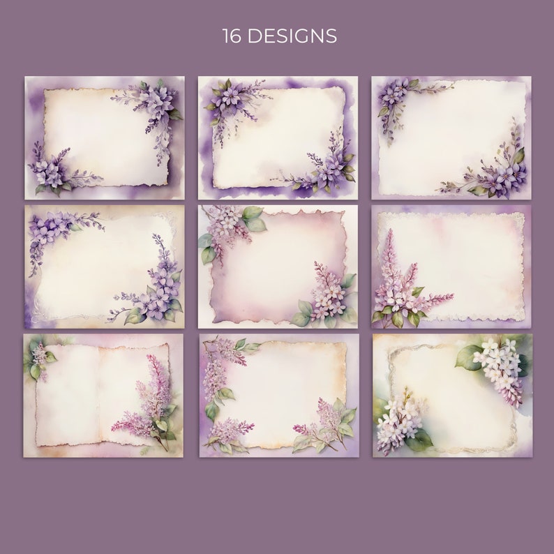 Lilacs Flower Digital Paper Set, Floral Scrapbook Backgrounds ...