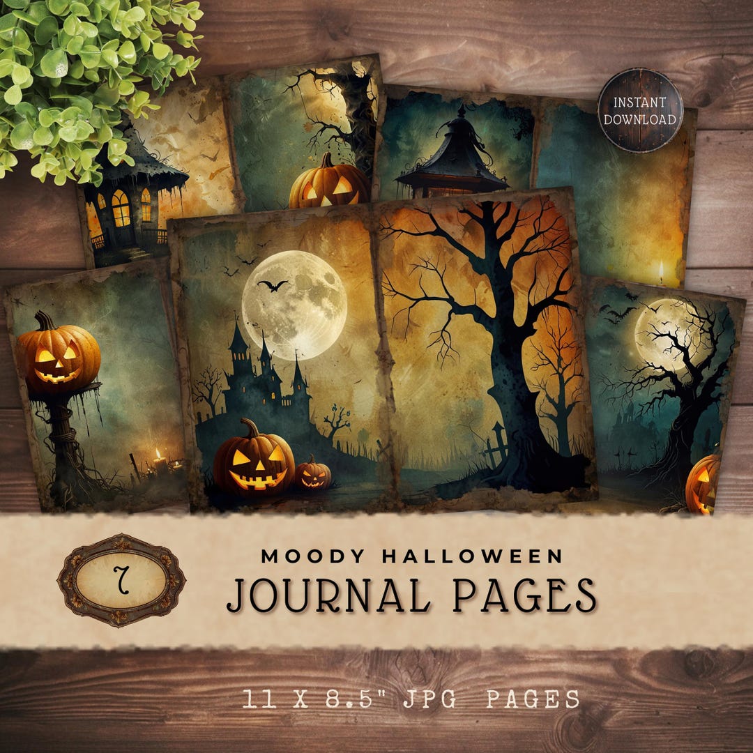 Moody Halloween Junk Journal Page, Spooky Season Paper Crafting ...
