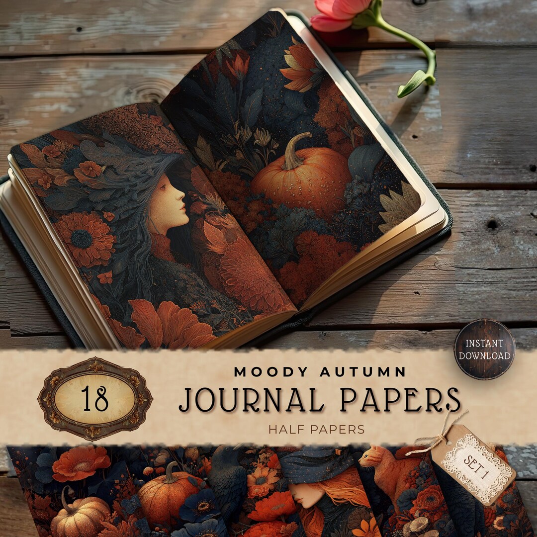 Seasonal Paper Crafting, Moody Autumn Digital Papers, Craft Supplies ...