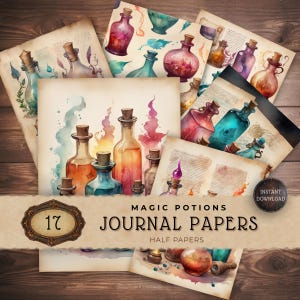 Magical Potions Digital Paper Set, Pastel Colors, Instant Download ...