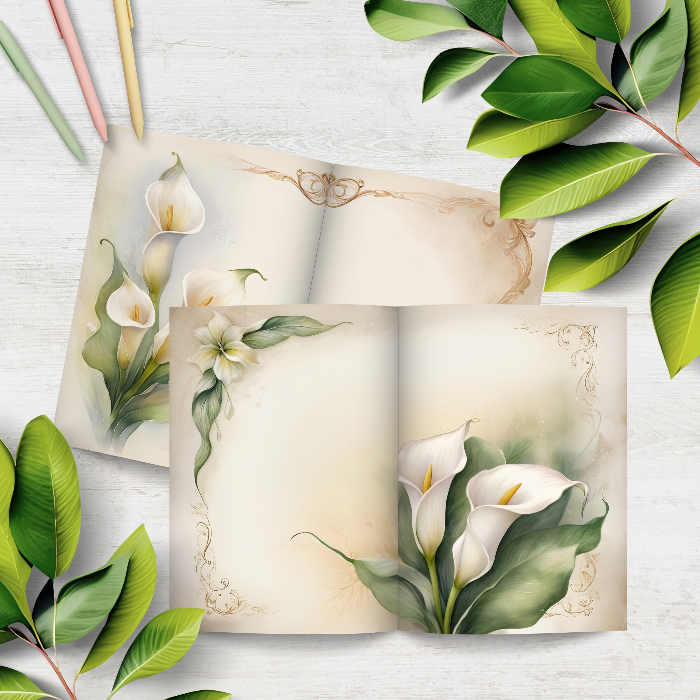 Calla Lily Flower Junk Journal Papers Set, Floral Digital Papers ...
