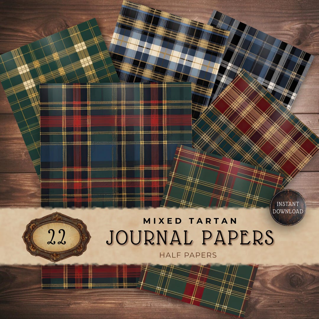 Tartan Plaid Digital Paper Set: Scrapbook & Junk Journal Backgrounds ...