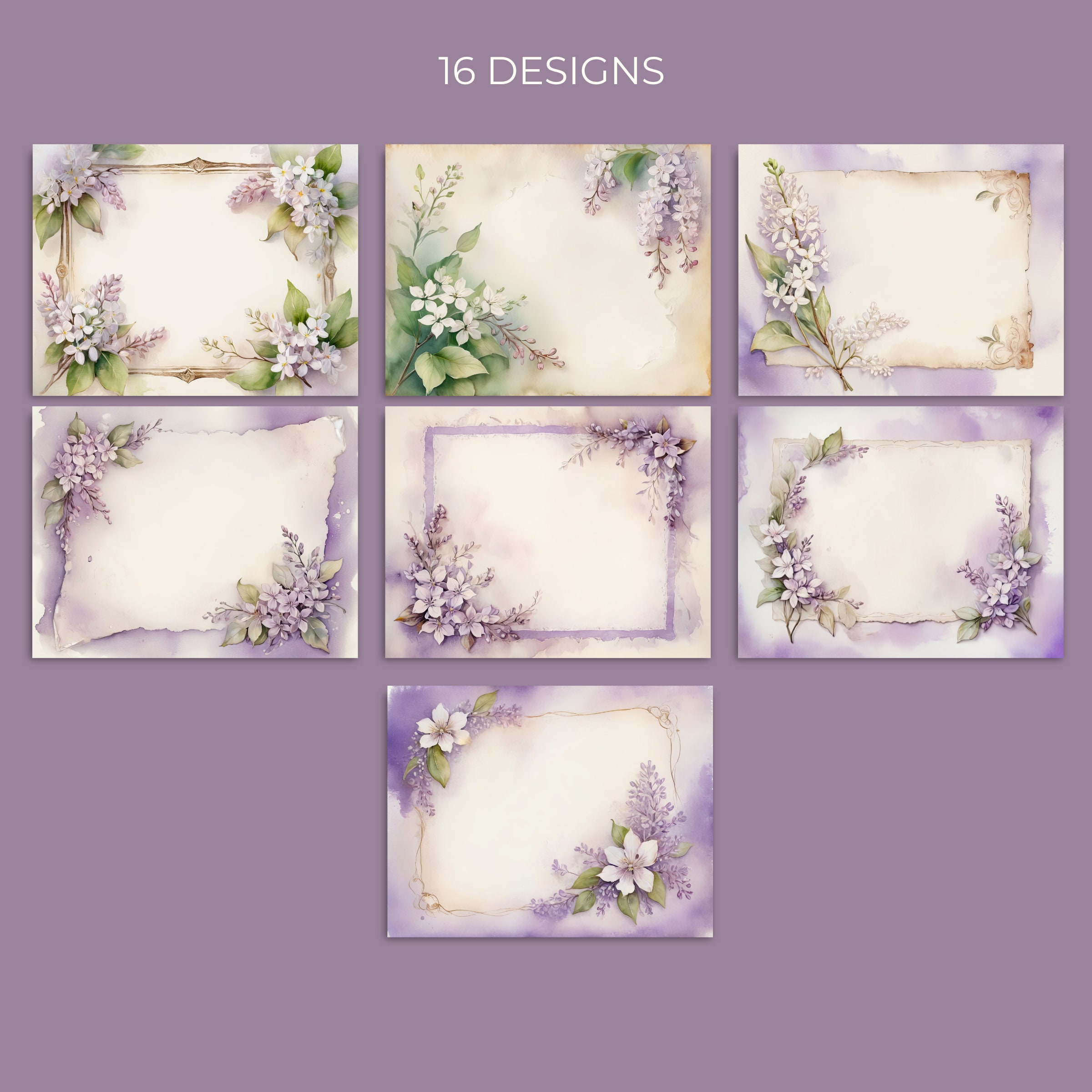 Lilacs Flower Digital Paper Set, Floral Scrapbook Backgrounds ...