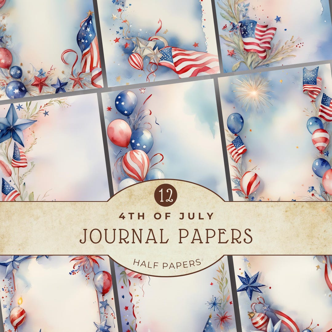 Independence Day Digital Paper Pack, 4th of July Watercolor Background ...