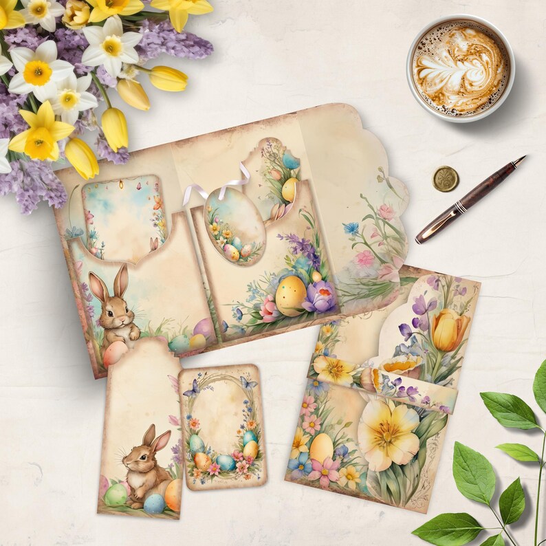 Vintage Easter Bunny Junk Journal Kit, Printable Folio, Spring Craft ...